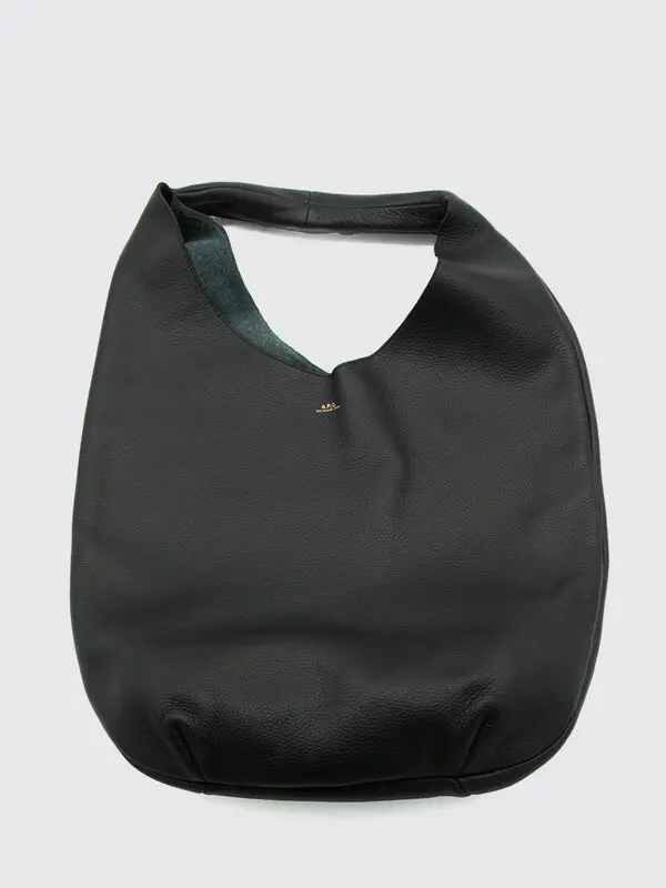 A.p.c. Le Neige Large Shoulder Bag In Grained Leather With Laminated Logo - Grey