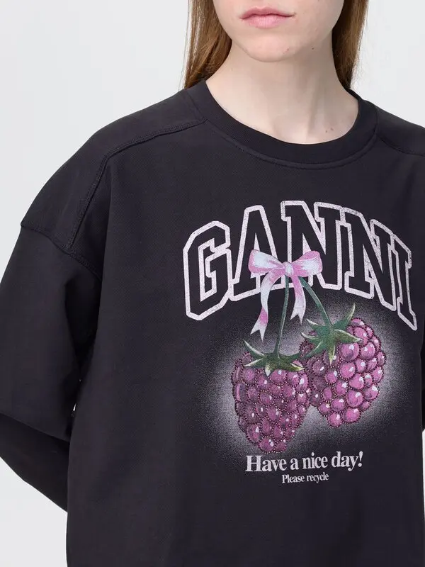 GANNI Printed Organic Cotton Crew-neck Sweatshirt