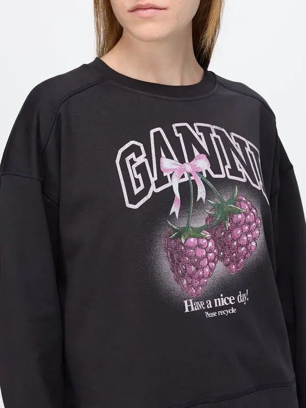 GANNI Organic Cotton Crew Neck Sweatshirt With Fruit Print