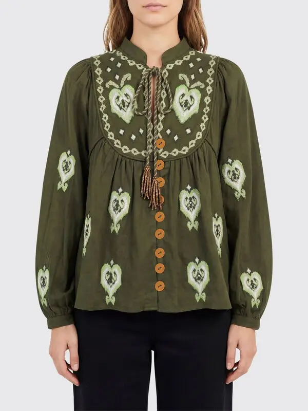 Farm Rio Embroidered Linen And Viscose Blouse
