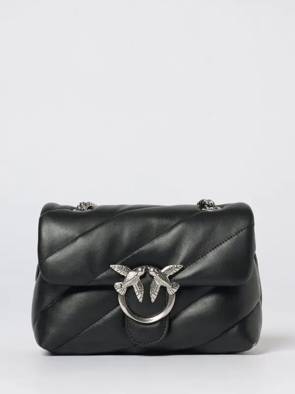 Pinko Quilted Leather Shoulder Bag With Chain Strap - Black