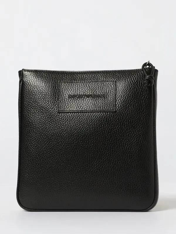 Emporio Armani Textured Leather Shoulder Bag - Black