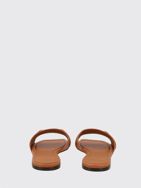 FERRAGAMO Gancini Smooth Flat Slide Sandals With Open Square Toe And Logo