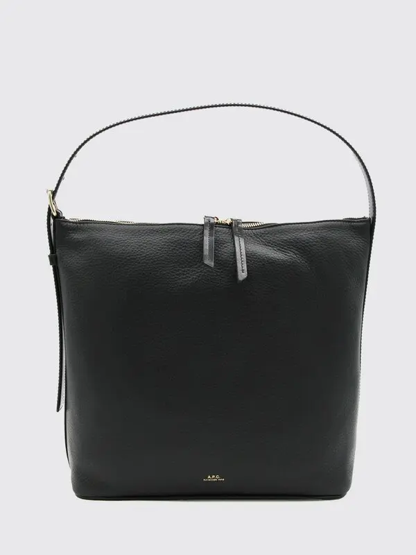 A.p.c. Vera Shoulder Bag In Grained Leather - Grey