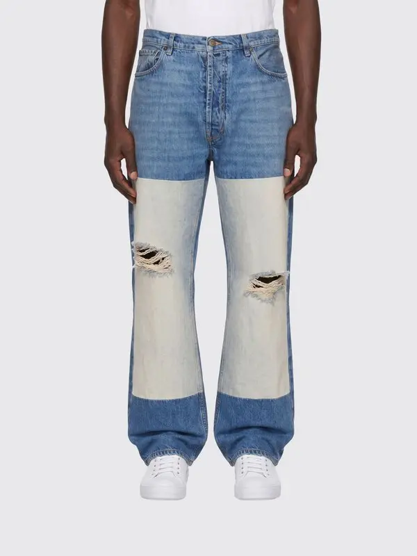 MAISON MARGIELA Straight Leg Cotton Denim Jeans With Patchwork Effect