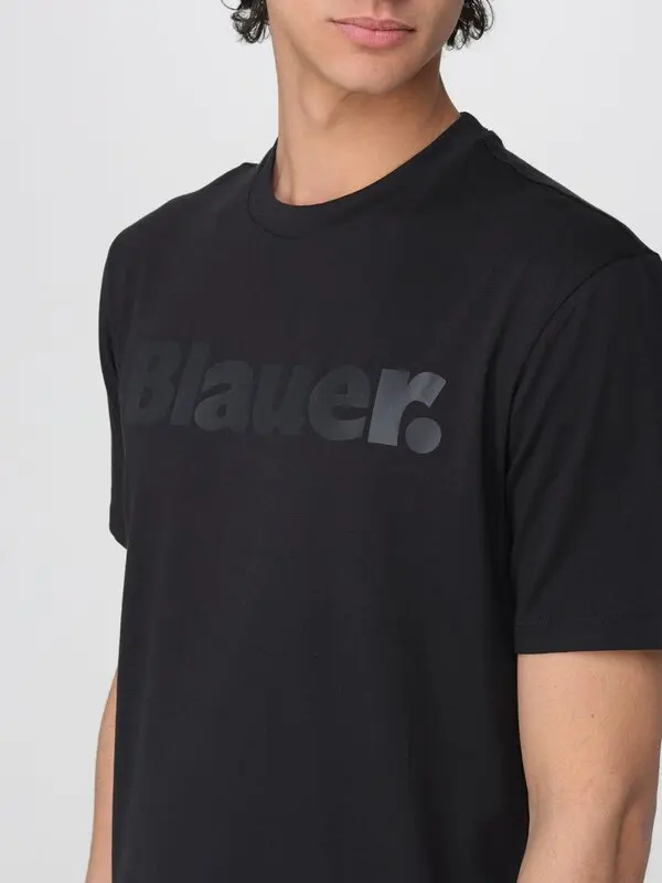 BLAUER. Cotton T-shirt With Logo - Black