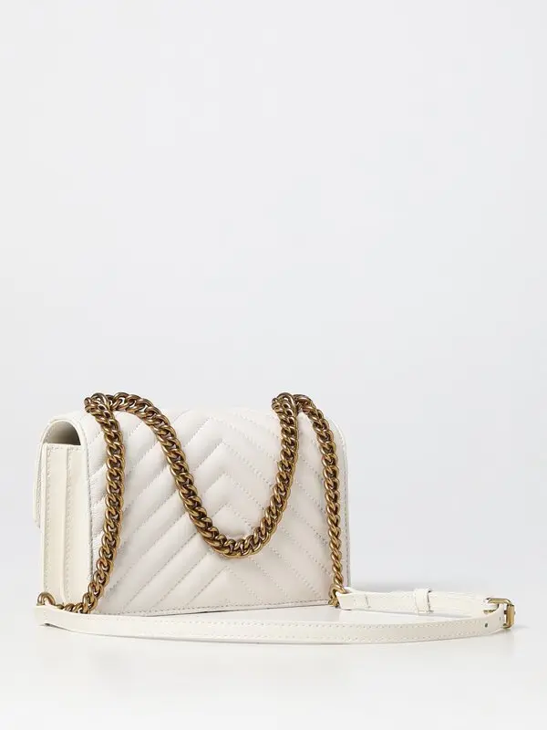 Pinko Quilted Leather Mini Bag With Bird Clasp - White 1