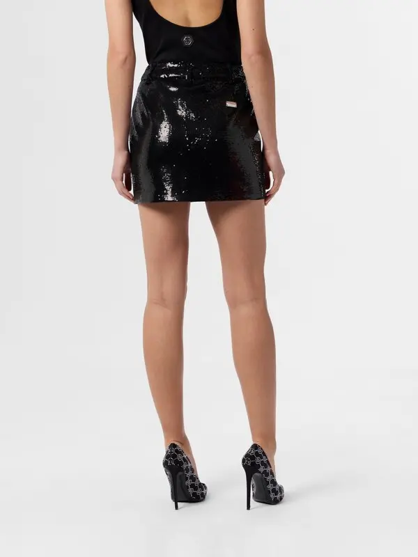 Philipp Plein Sequin Mini Skirt - Black