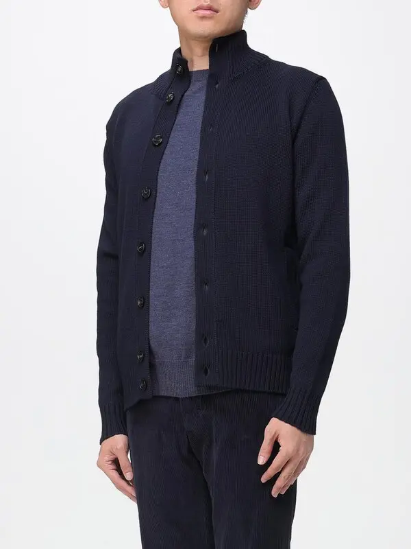 ZANONE Ribbed Knit Button-up Cardigan - Blue