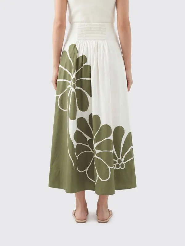 Farm Rio Floral Print Cotton Midi Skirt