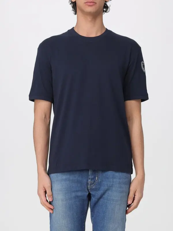 BLAUER. Cotton T-shirt With Logo - Blue