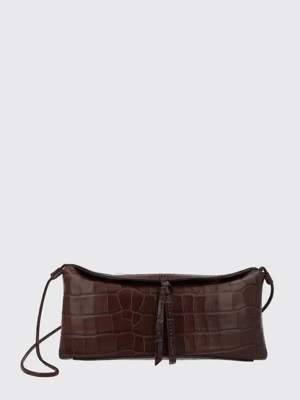 Staud Croc-embossed Calfskin Crossbody Bag With Flap