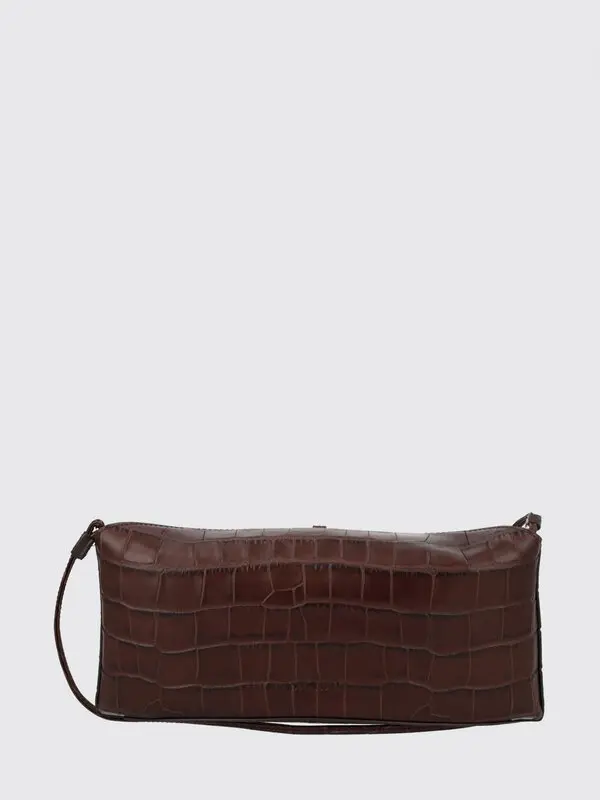 Staud Croc-embossed Calfskin Crossbody Bag With Flap