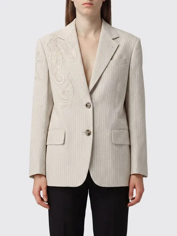 Dries Van Noten Single-breasted Striped Embroidered Cotton-blend Blazer
