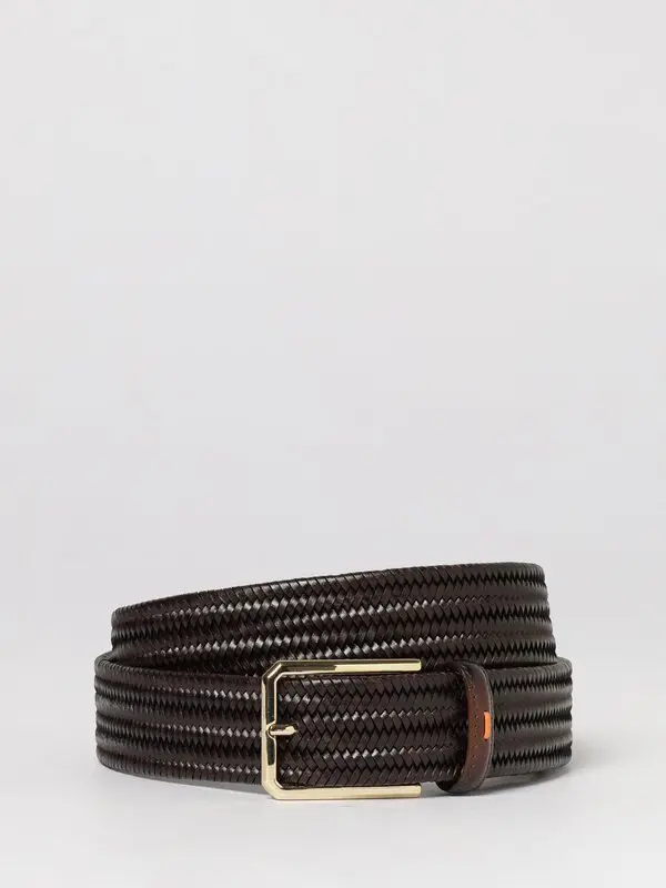 Santoni Woven Leather Belt - Brown