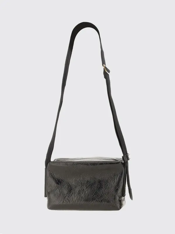UMA WANG Crinkled-effect Calfskin Leather Mini Crossbody Bag - Black