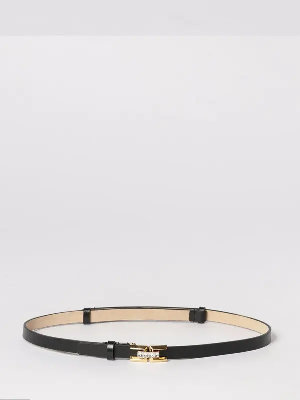 Elisabetta Franchi Leather Belt With Rhinestones - Black