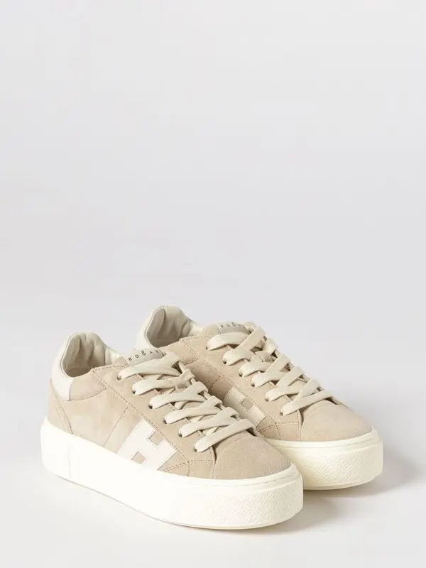 Hogan Platform Suede Lace-up Sneakers - Beige