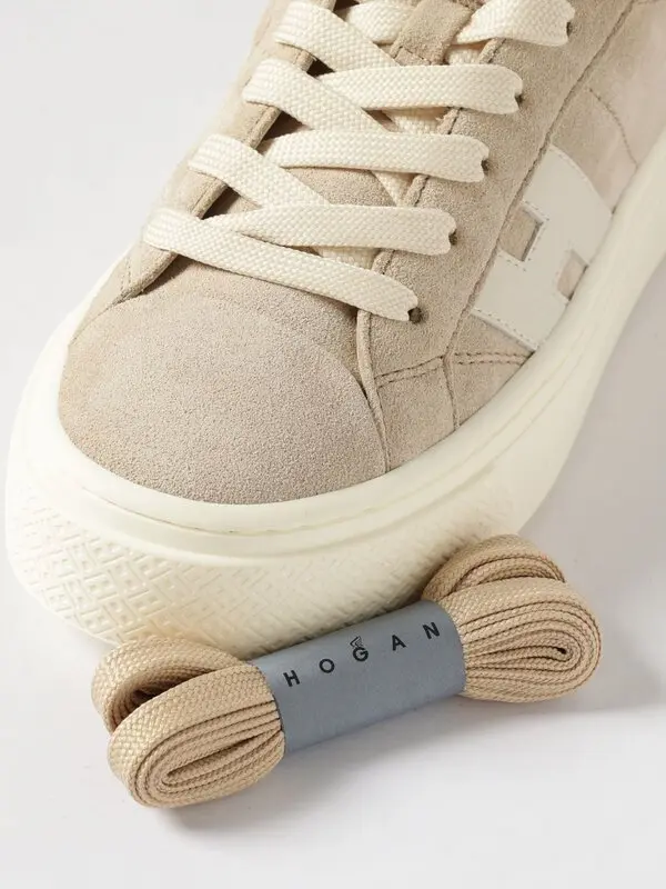 Hogan Platform Suede Lace-up Sneakers - Beige