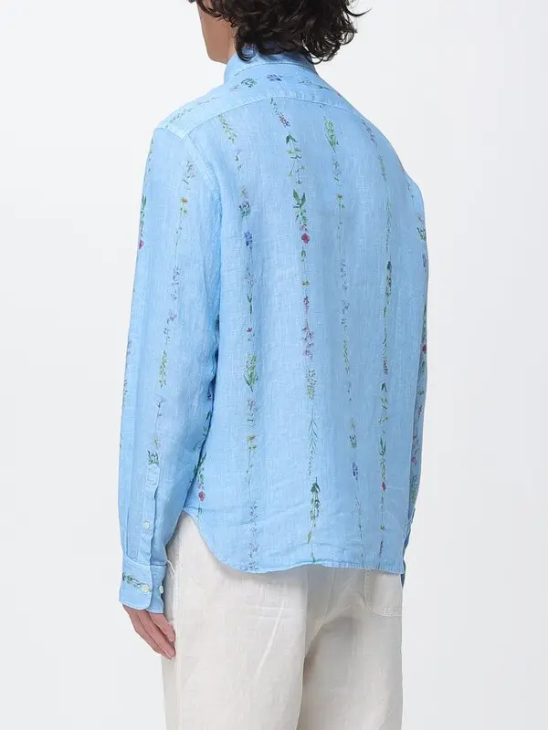 120% Lino Linen Shirt With Floral Embroidery