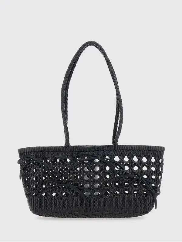 OSOI Biscuit Shoulder Bag In Recycled Leather With Woven Handle