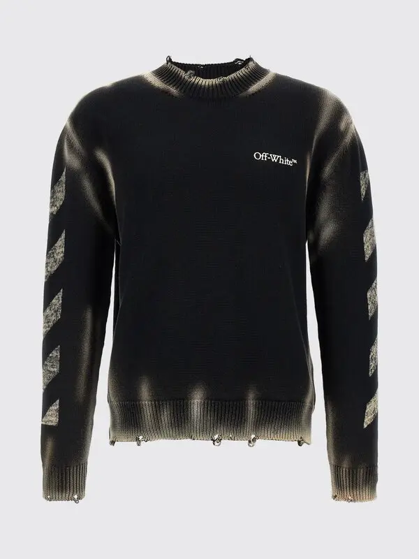 Off-White Used Effect Cotton Crewneck Pullover