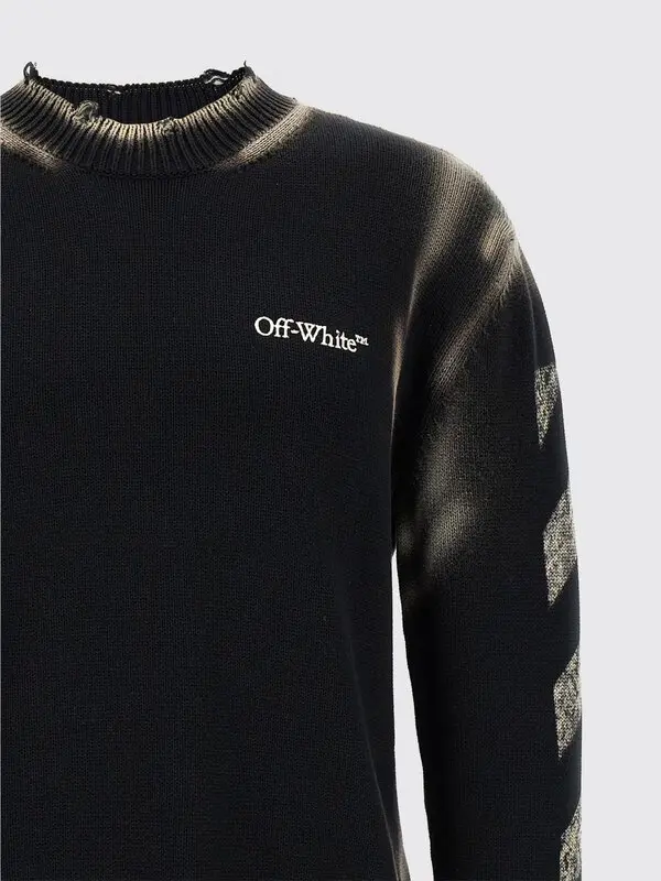 Off-White Used Effect Cotton Crewneck Pullover