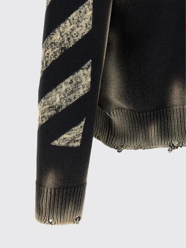 Off-White Used Effect Cotton Crewneck Pullover