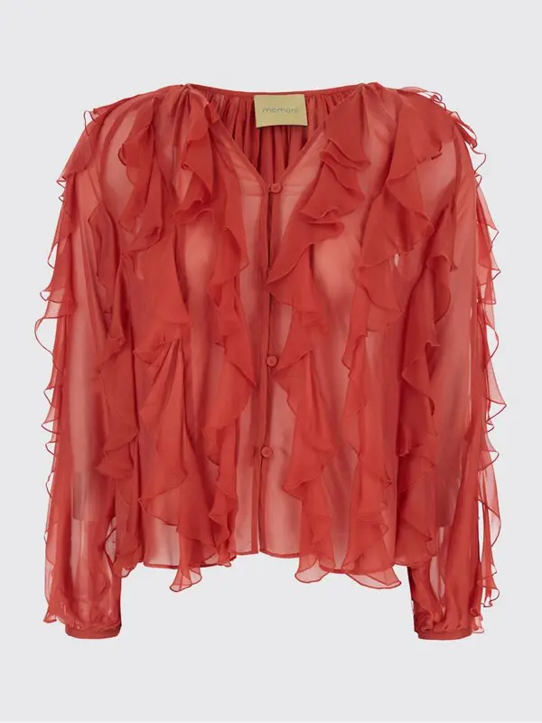 Momoni Silk Blend Blouse With Ruffles - Red