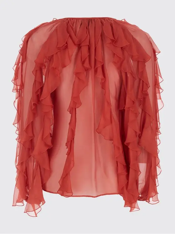 Momoni Silk Blend Blouse With Ruffles - Red
