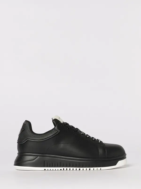 Emporio Armani Leather Sneakers - Black