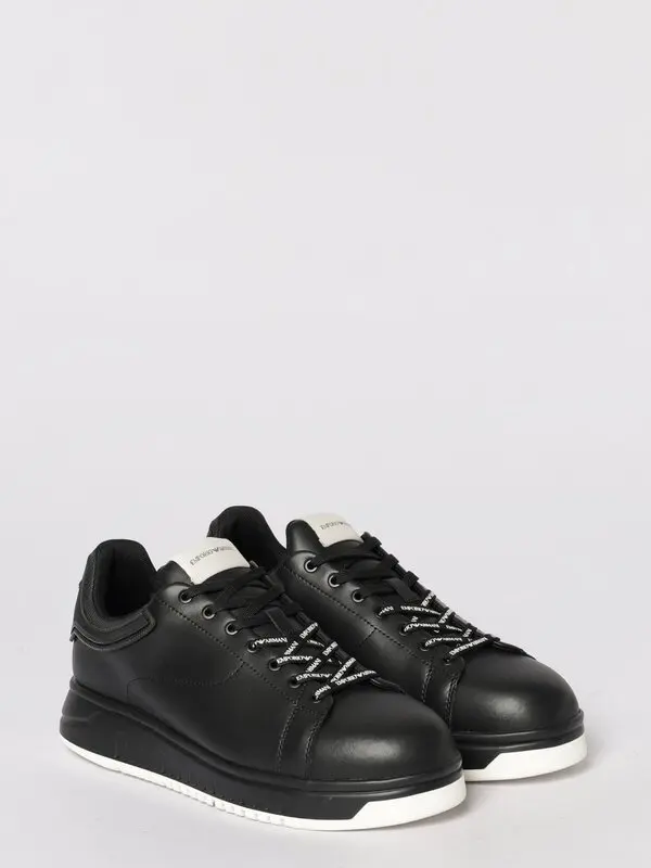 Emporio Armani Leather Low-top Sneakers - Black