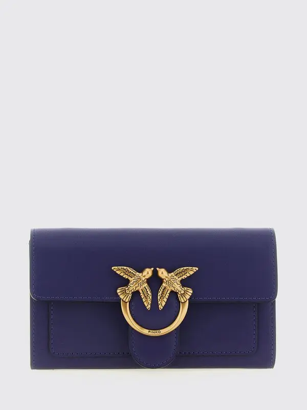 Pinko Leather Wallet With Bird Clasp - Violet