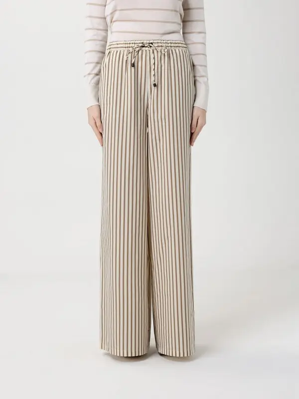 Max Mara Striped Cotton And Silk Palazzo Trousers