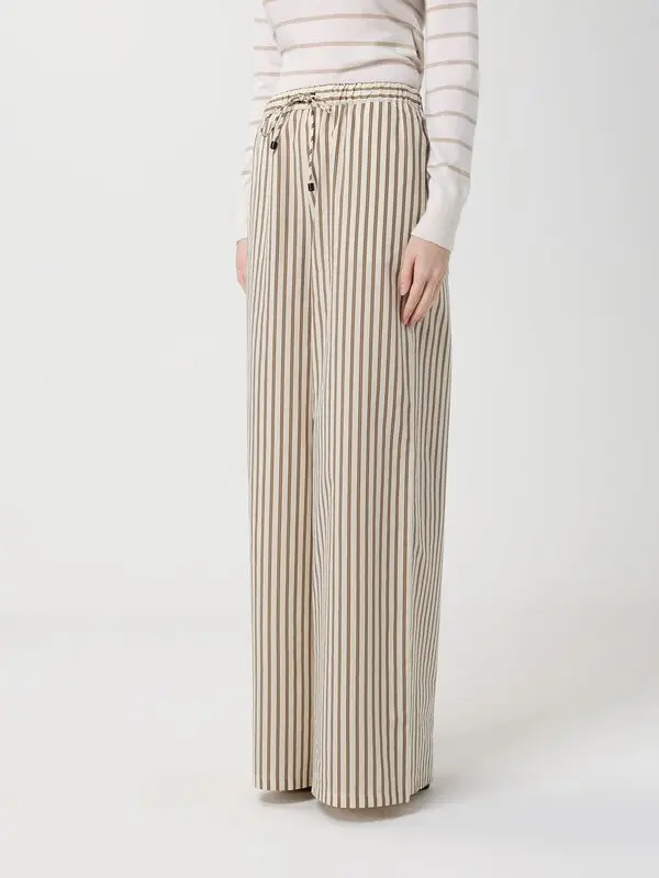 Max Mara Striped Cotton And Silk Palazzo Trousers