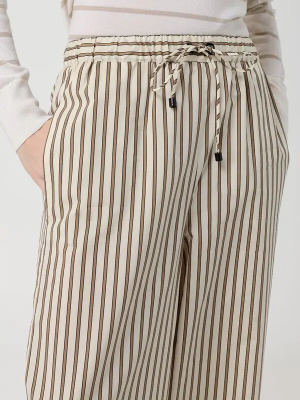 Max Mara Striped Cotton And Silk Palazzo Trousers