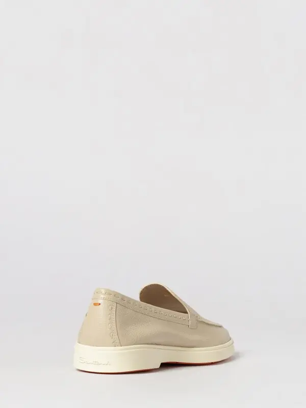 Santoni Doucal's Hammered Leather Loafers With Stitching