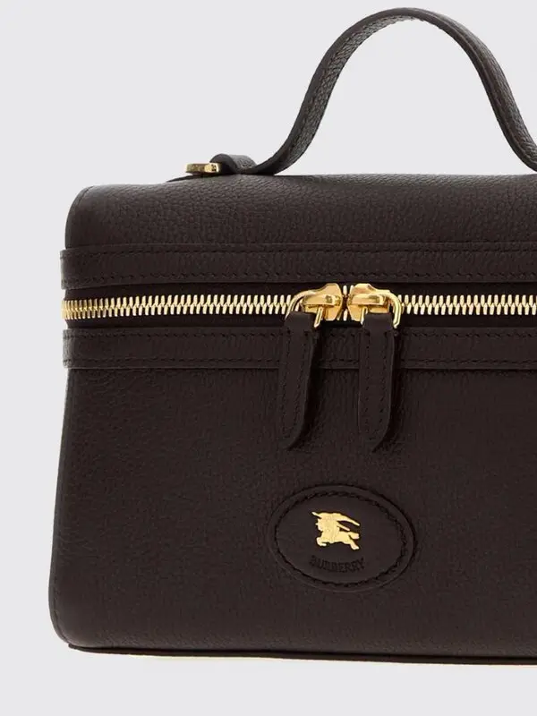 Burberry Grained Calfskin Leather Beauty Case With Ekd Logo - Beige