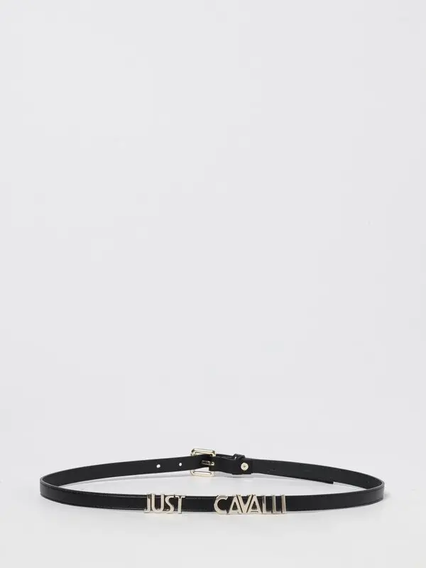 Just Cavalli Leather Belt With Gold Tone Buckle