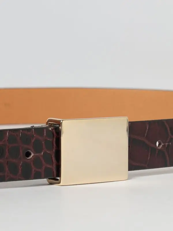 ALYSI Crocodile Print Leather Belt