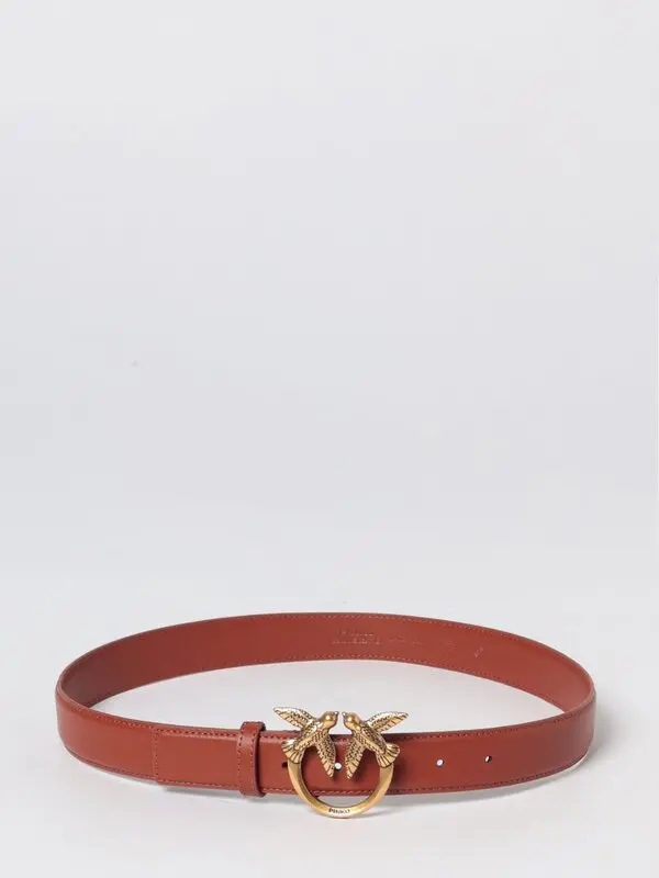 Pinko Leather Belt With Bird Buckle - Brown