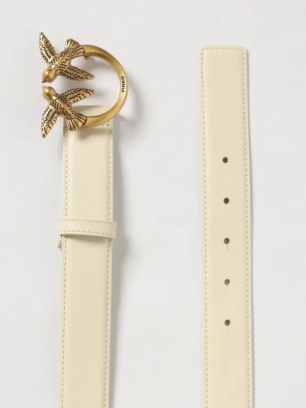 Pinko Leather Belt With Bird Buckle - White