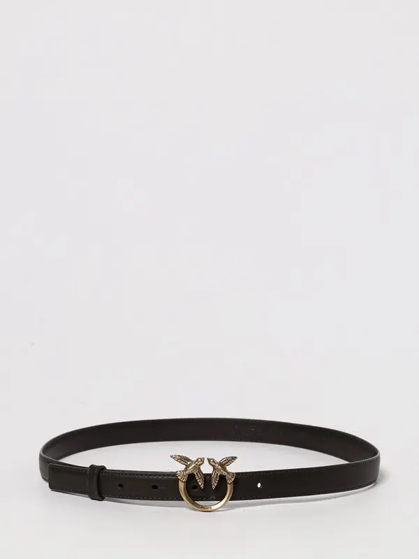 Pinko Leather Belt With Bird Buckle - Brown