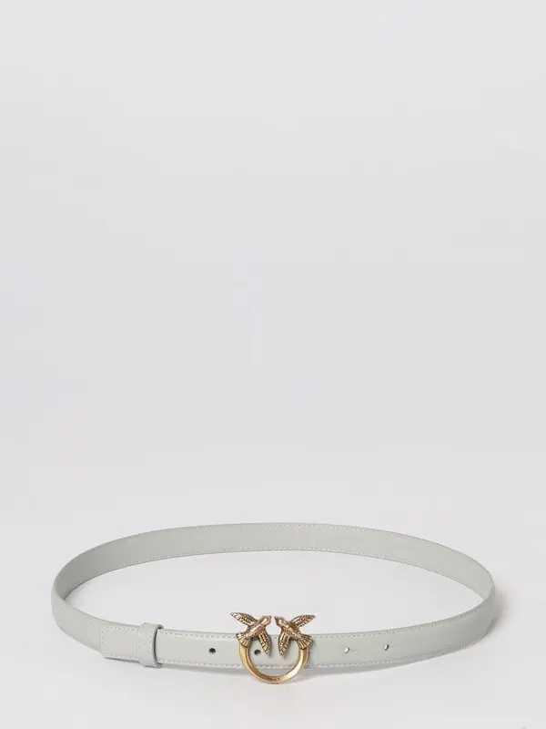 Pinko Leather Belt With Bird Buckle - Grey