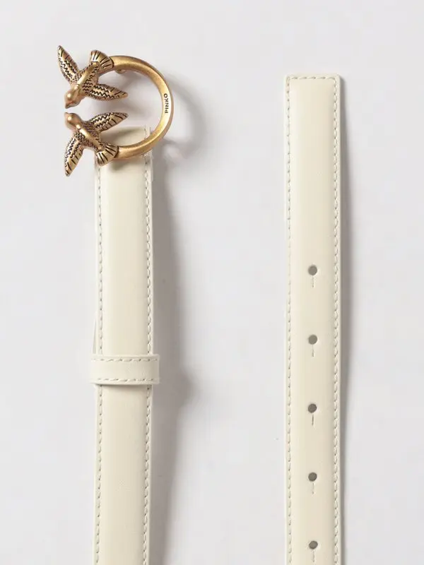 Pinko Leather Belt With Bird Buckle - White