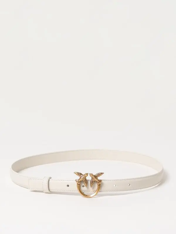 Pinko Leather Belt With Bird Buckle - White