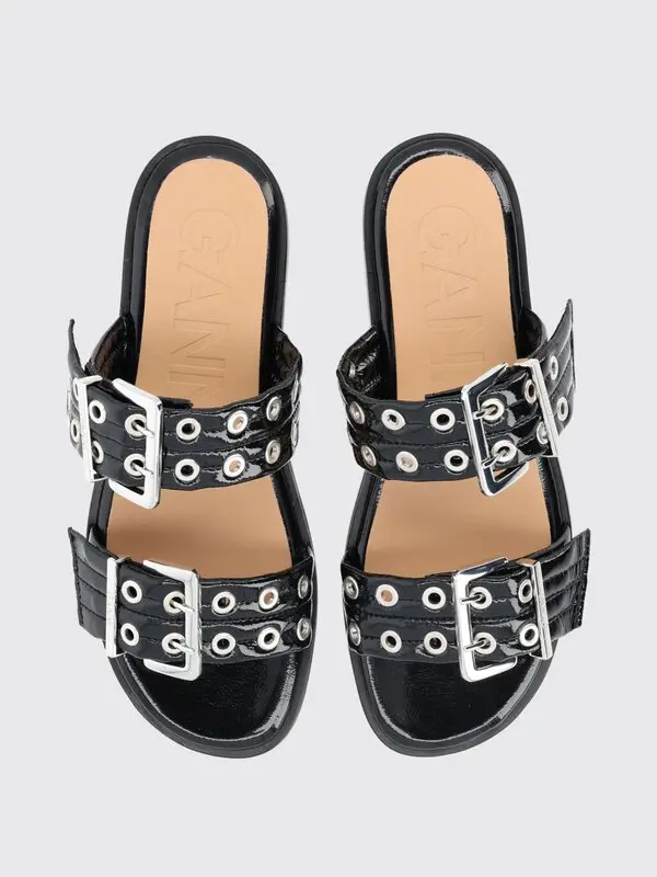 GANNI Low-heeled Sandals With Double Strap And Buckles