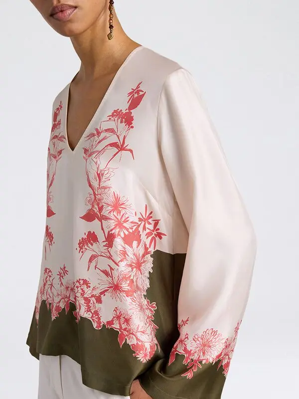 Momoni Floral Print Silk Blouse