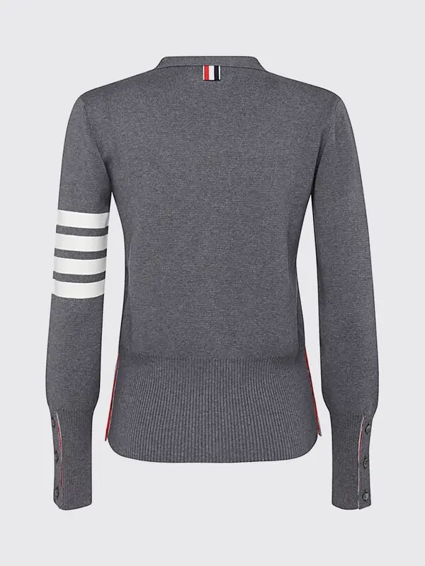 Thom Browne V-neck Wool Cardigan With 4-bar Detail - Grey
