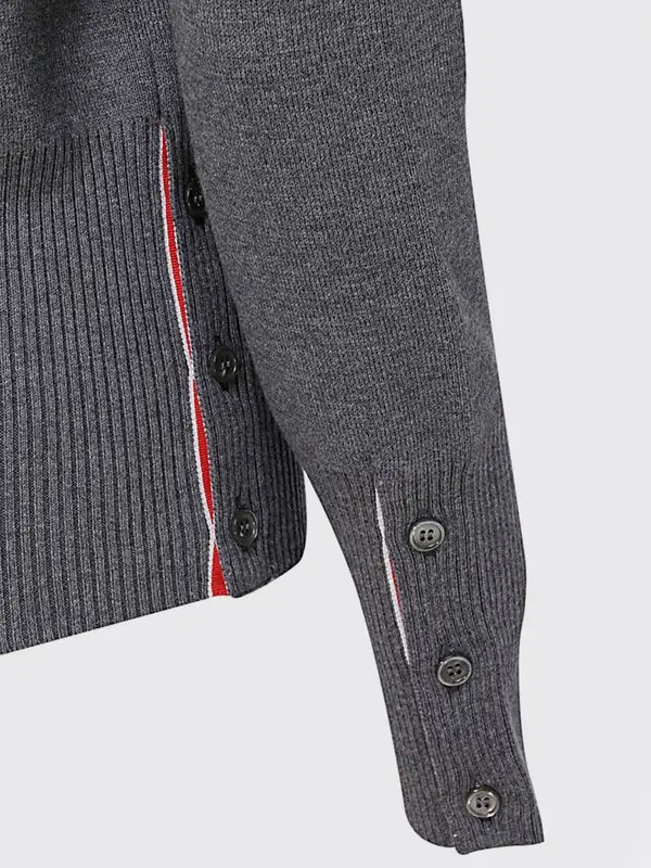 Thom Browne V-neck Wool Cardigan With 4-bar Detail - Grey